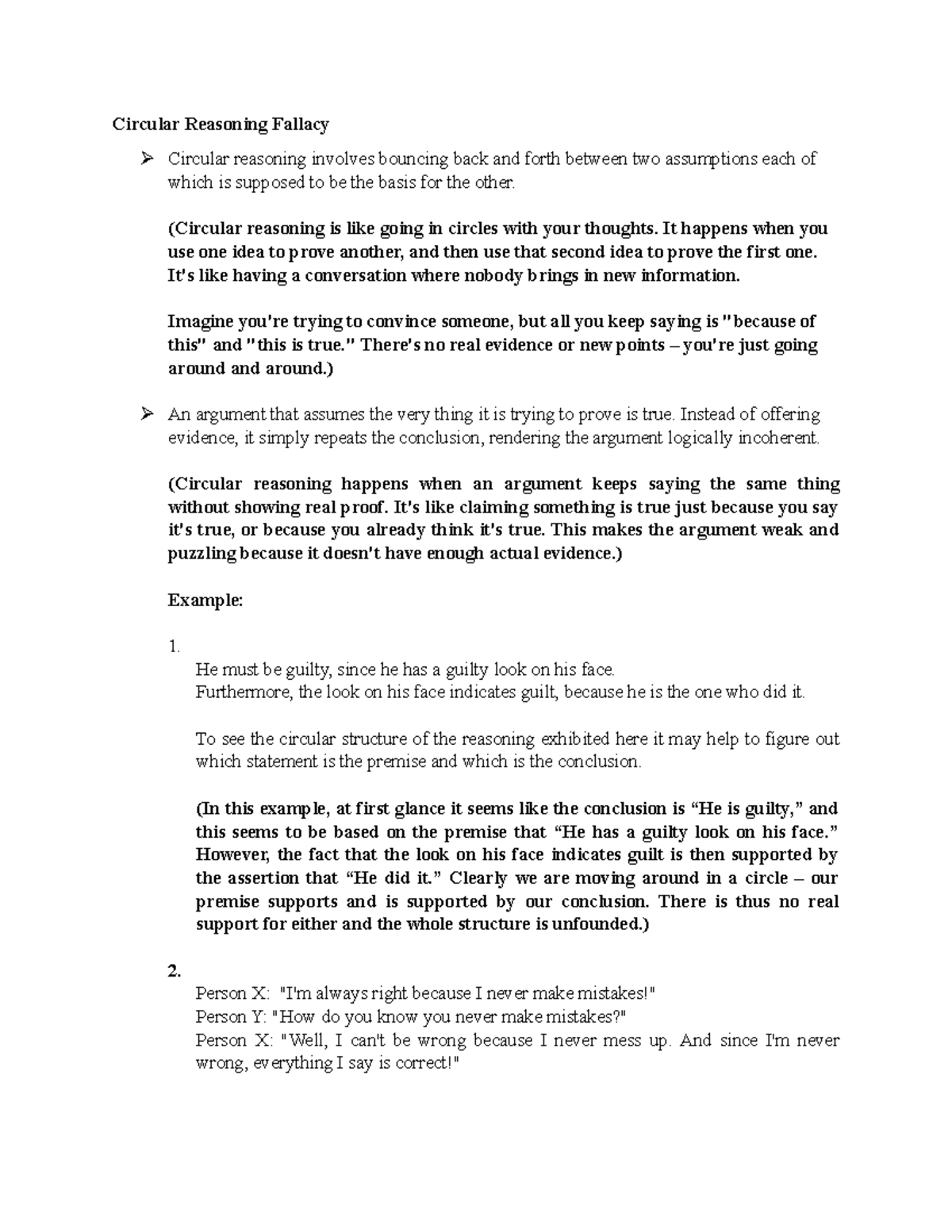 Circular Reasoning Fallacy Circular Reasoning Is Like Going In