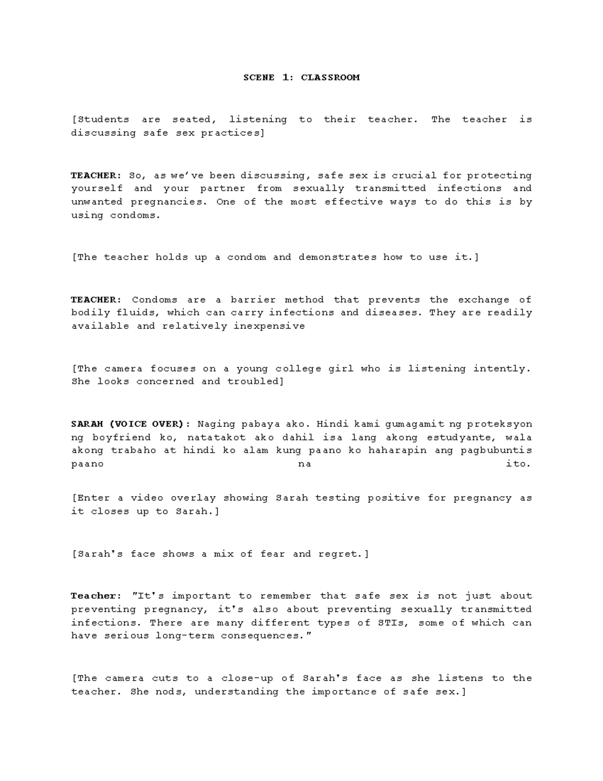 UNDS111 Script - none - SCENE 1: CLASSROOM [Students are seated ...