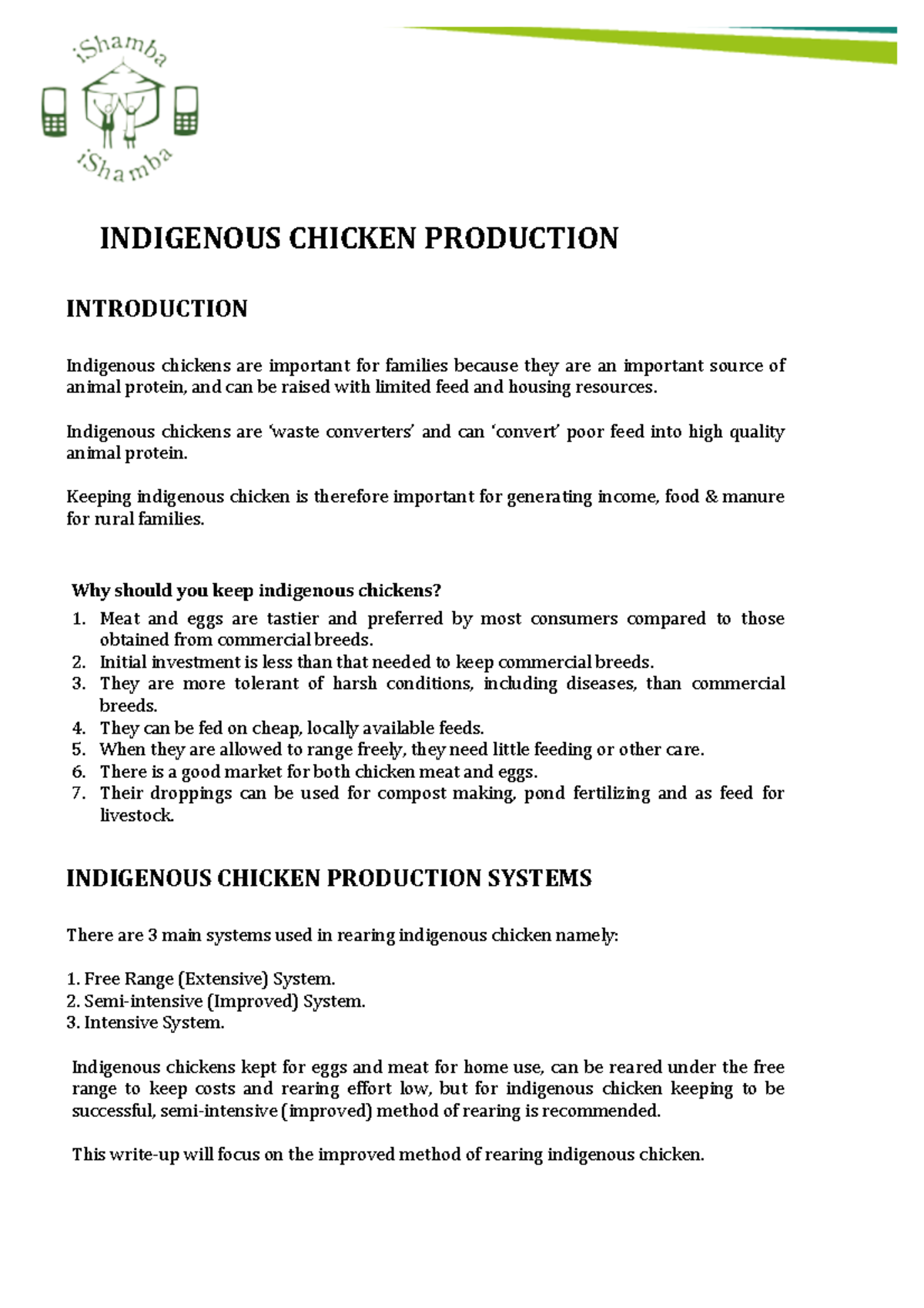 I Shamba farming guideline Indigenous Chicken - INDIGENOUS CHICKEN ...