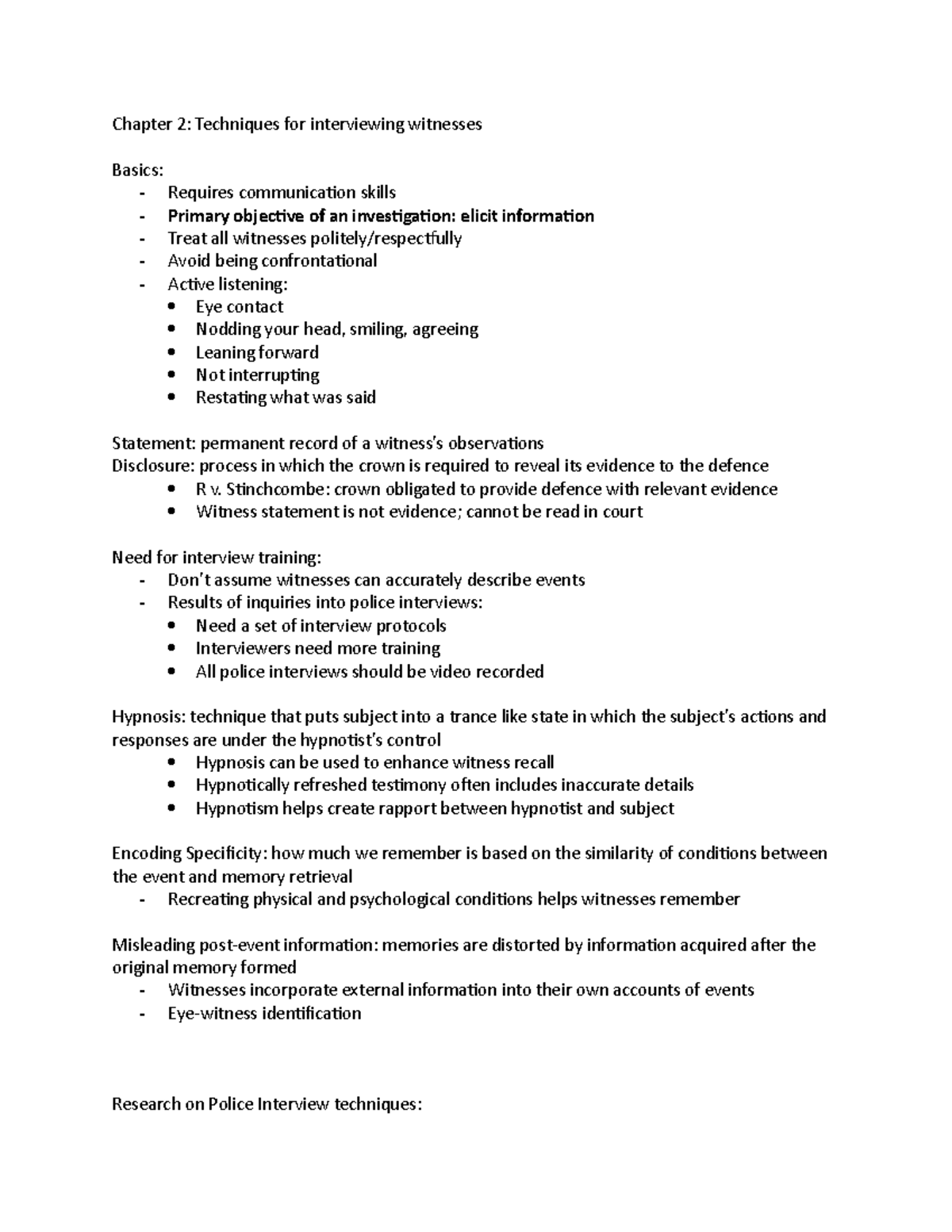 Chapter 2 - Lecture notes 2 - Chapter 2: Techniques for interviewing ...
