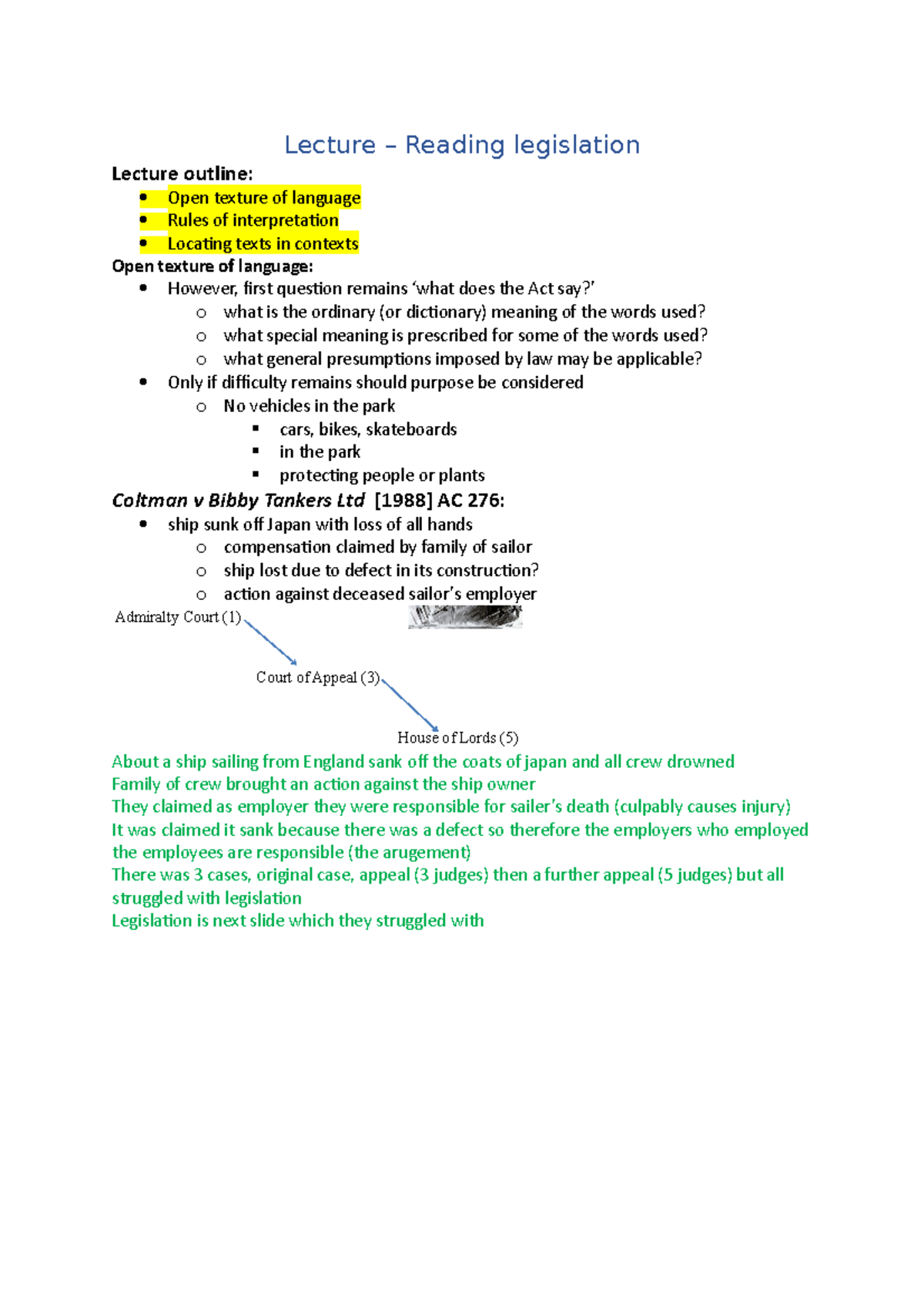 Lecture 13- Reading Legislation - Lecture – Reading legislation Lecture ...