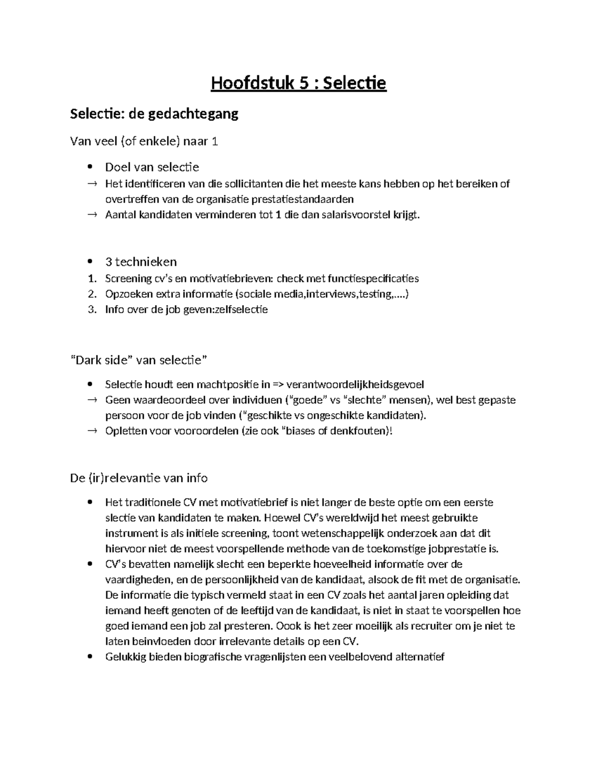Hoofdstuk 5 Selectie - Hoofdstuk 5 : Selectie Selectie: de gedachtegang ...