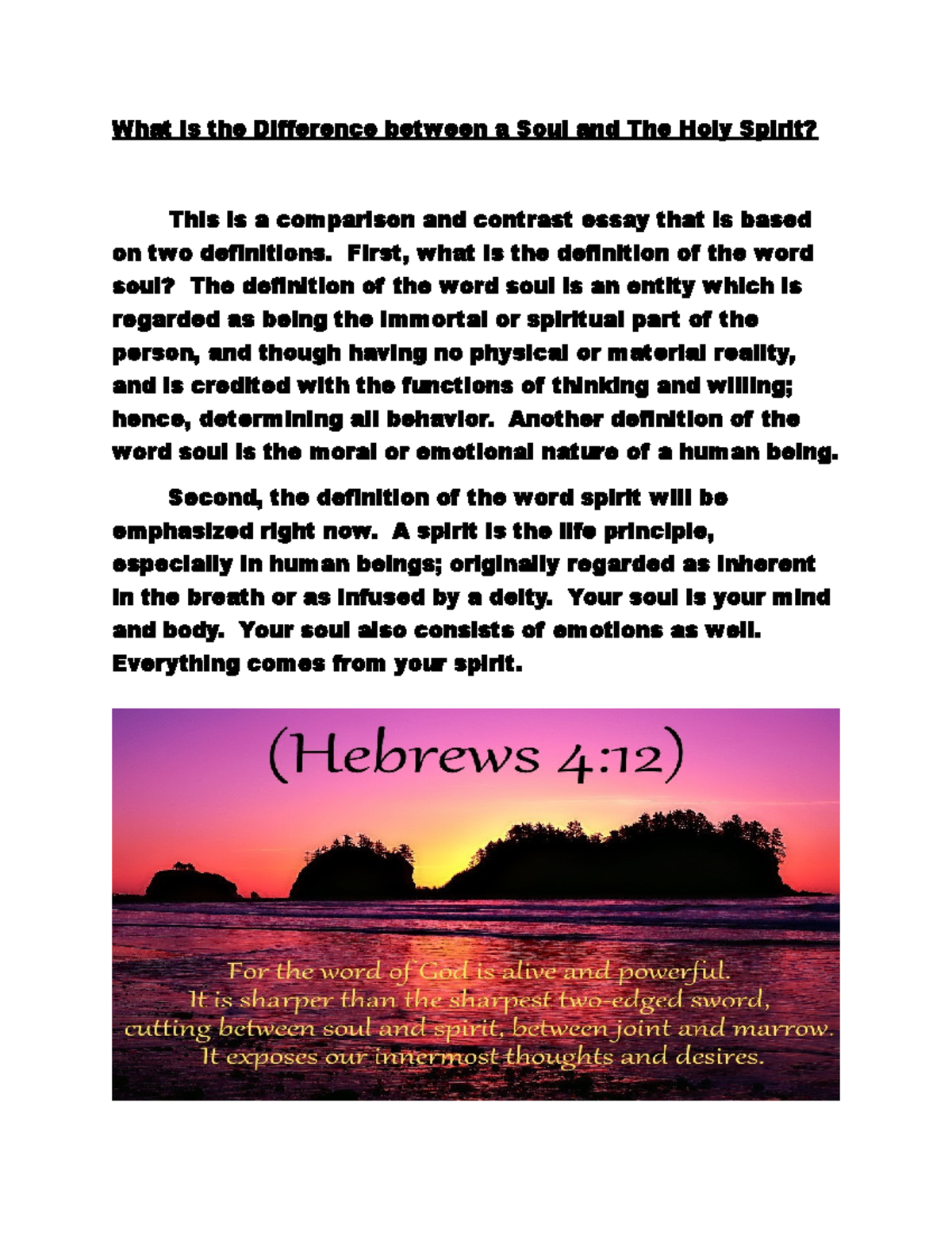 What is the Difference between a Soul and The Holy Spirit - First, what ...
