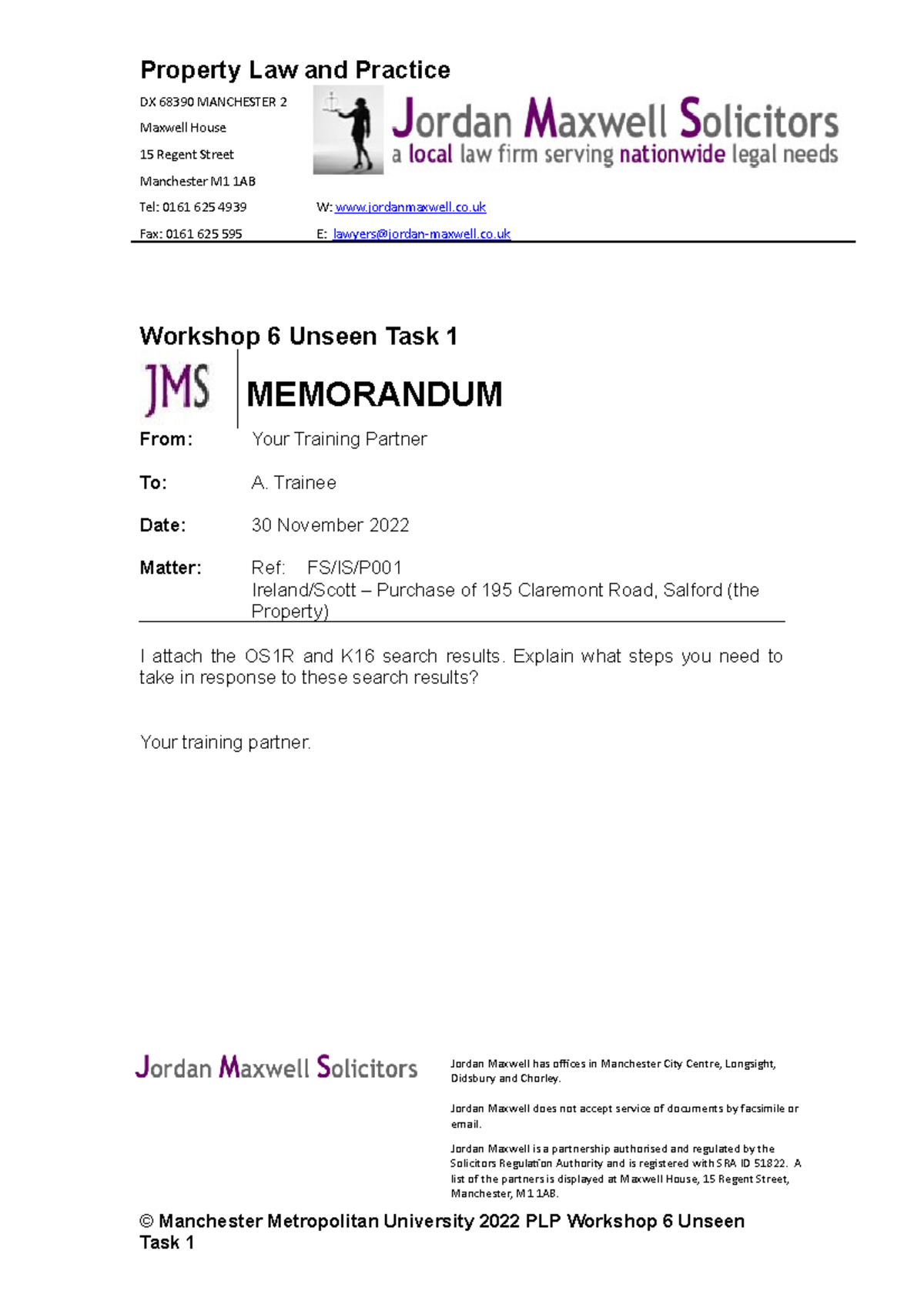 OS1R and K16 results - plp - Property Law and Practice DX 68390 ...