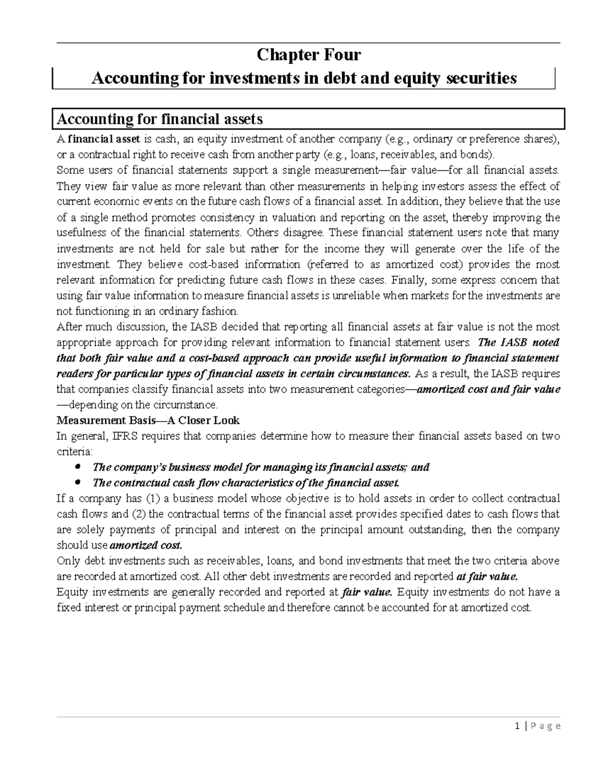 04 FA II CH 4 - Best - Chapter Four Accounting for investments in debt ...