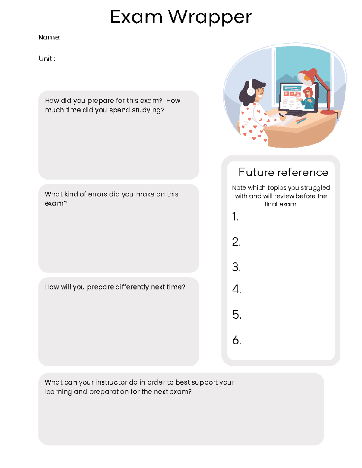 Exam wrapper - Exam Wrapper Name: Unit : How did you prepare for this ...