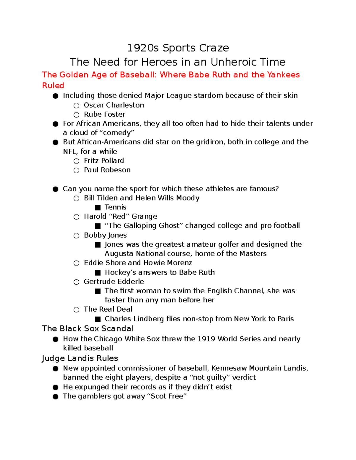 1920s Sports Craze - 1920s Sports Craze The Need for Heroes in an ...