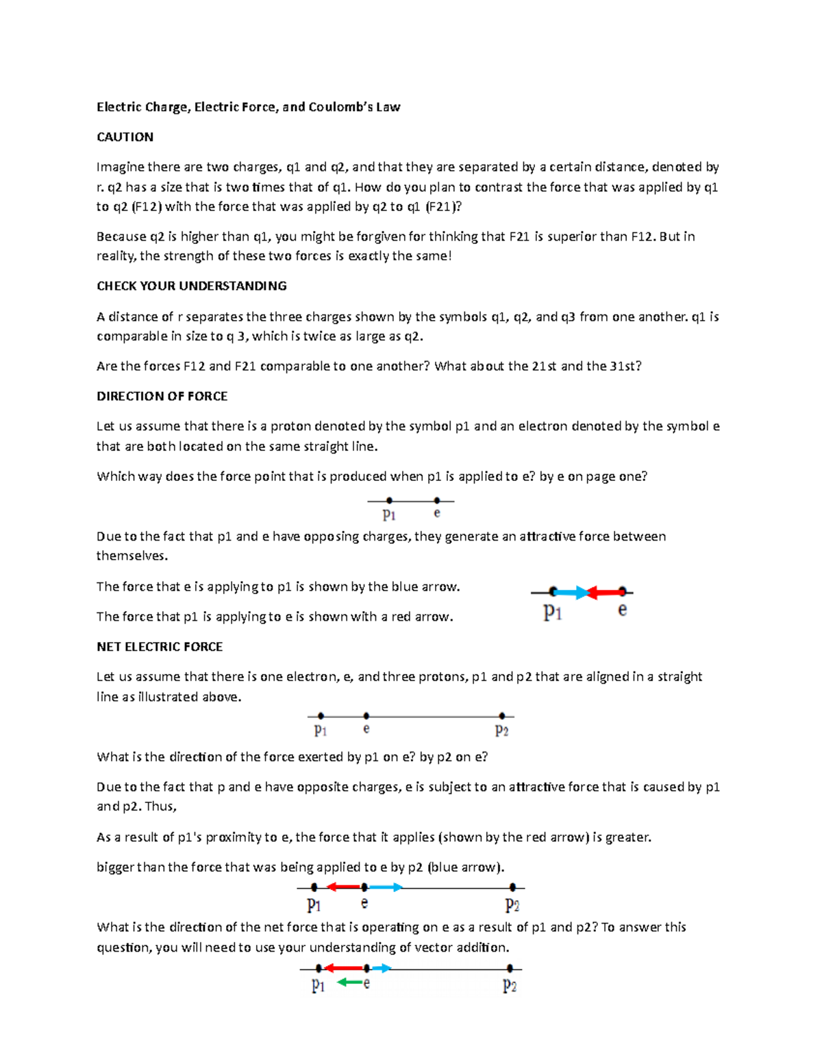 Electric Charge, Electric Force, and Coulomb’s Law 2 - Electric Charge ...