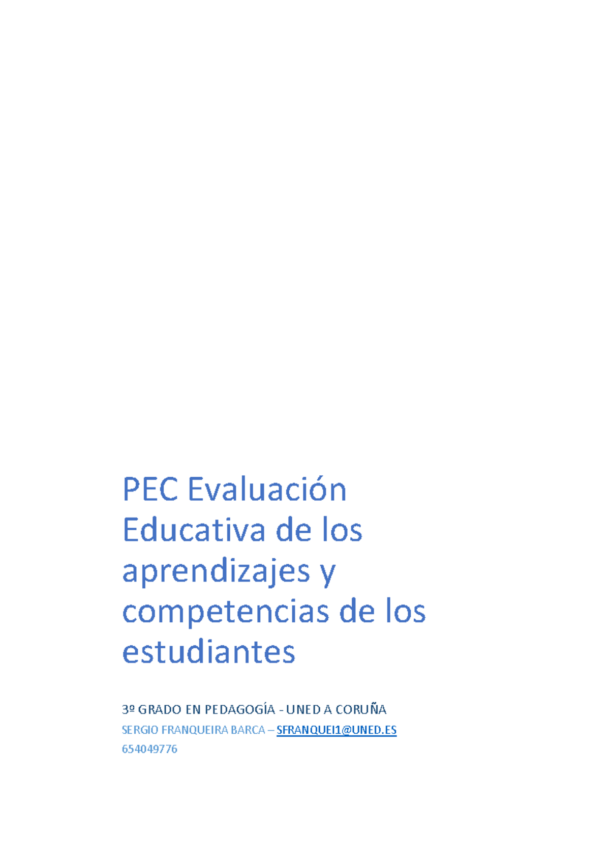 PEC Evaluacion Educativa de los Aprendizajes - PEC Evaluación Educativa de los aprendizajes y ...