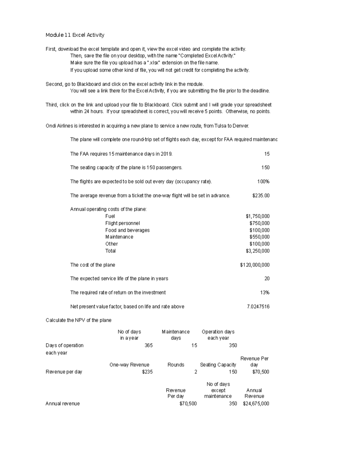 ACCT 2082 - Module 11 Excel Activity Solution - Module 11 Excel ...
