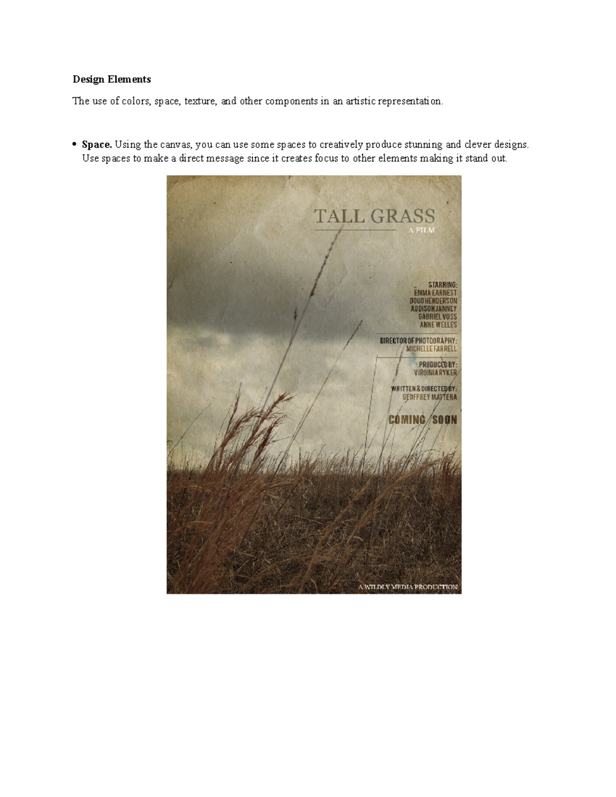 MIL 4th quarter - Design Elements The use of colors, space, texture ...