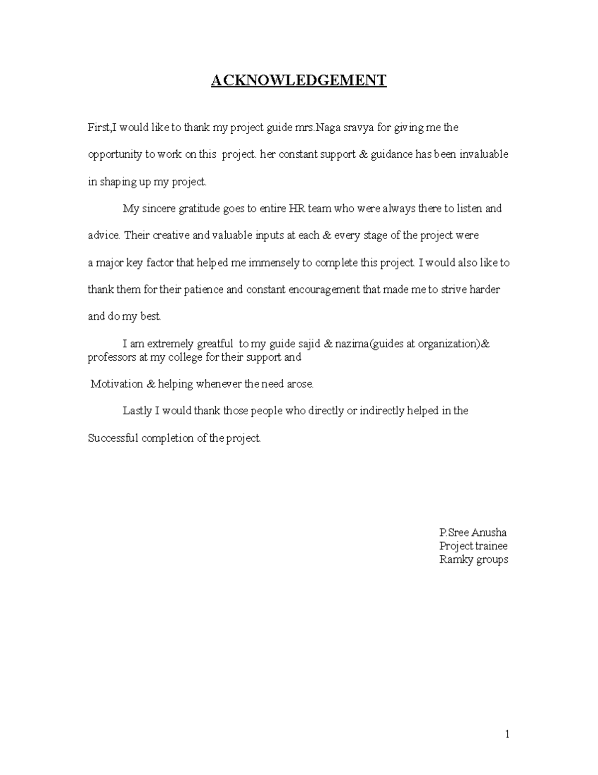 230796960 Employee Engagement Project - ACKNOWLEDGEMENT First,I would ...