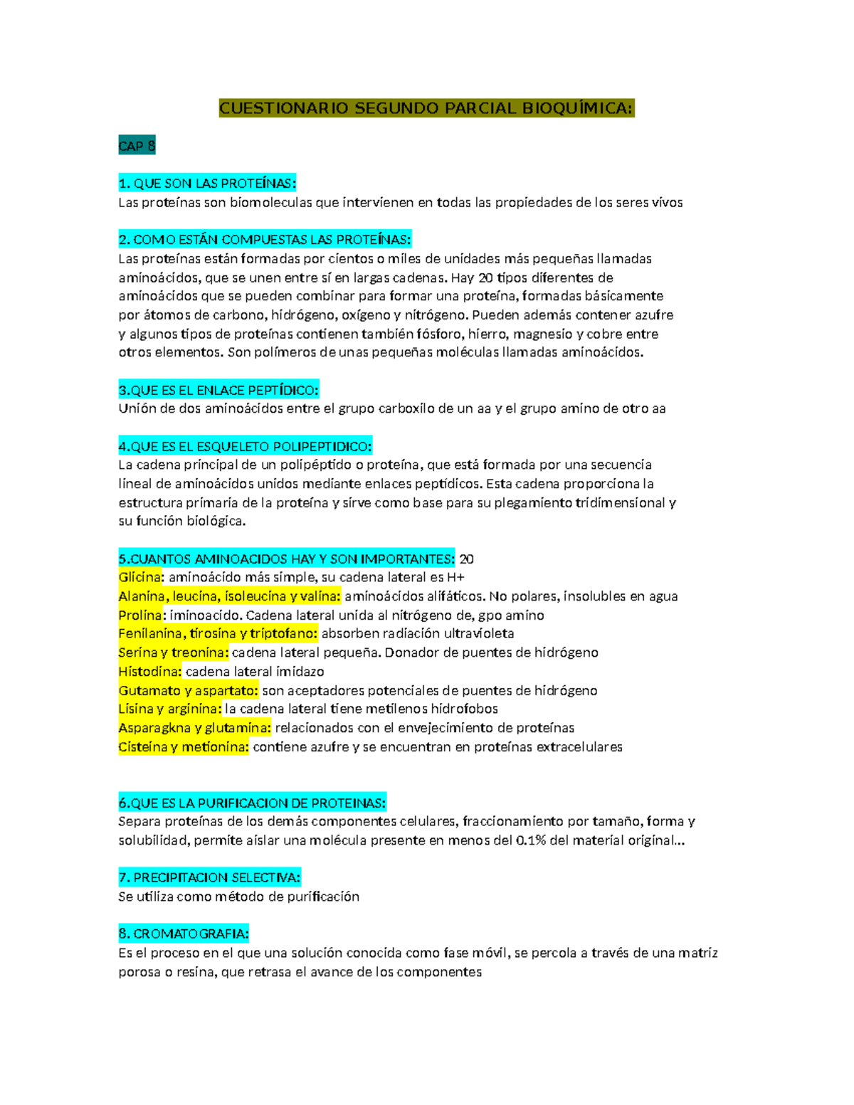 2do parcial bioca - Apuntes - CUESTIONARIO SEGUNDO PARCIAL BIOQUÍMICA ...