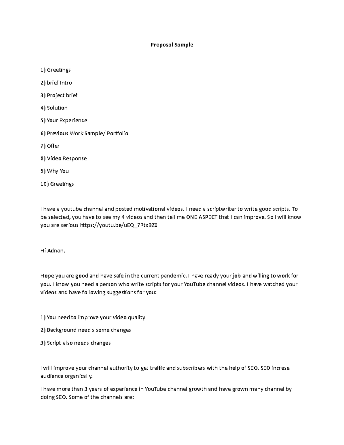 Project proposal - Proposal Sample Greetings brief Intro Project brief ...