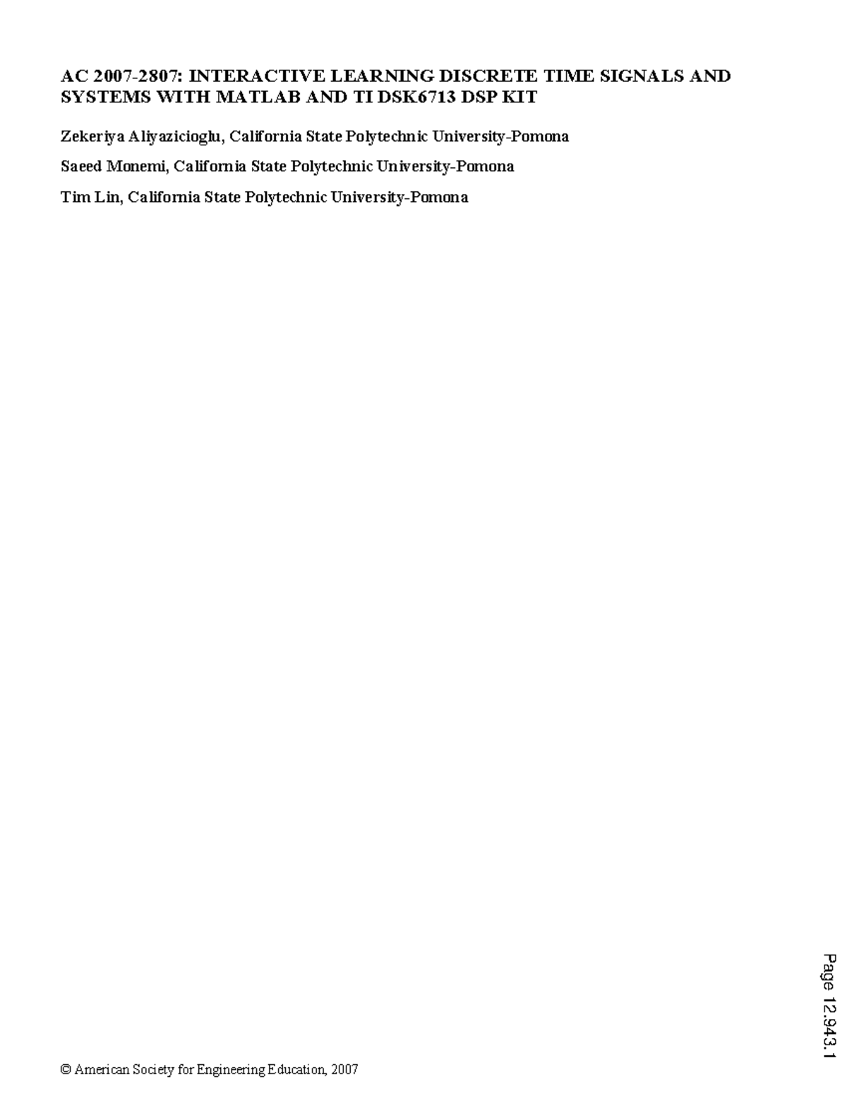 Interactive learning discrete time signals and systems with matlab and ...