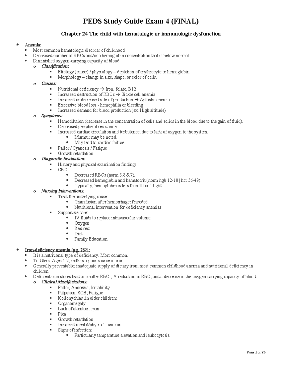 PEDS Study Guide Exam 4 - Morphology – change in size, shape, or color ...