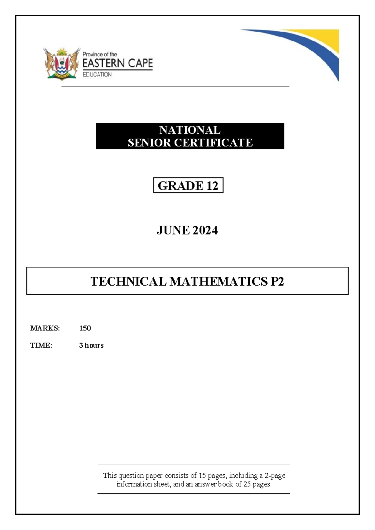 TECH Maths P2 QP JUNE 2024 English - NATIONAL SENIOR CERTIFICATE GRADE ...