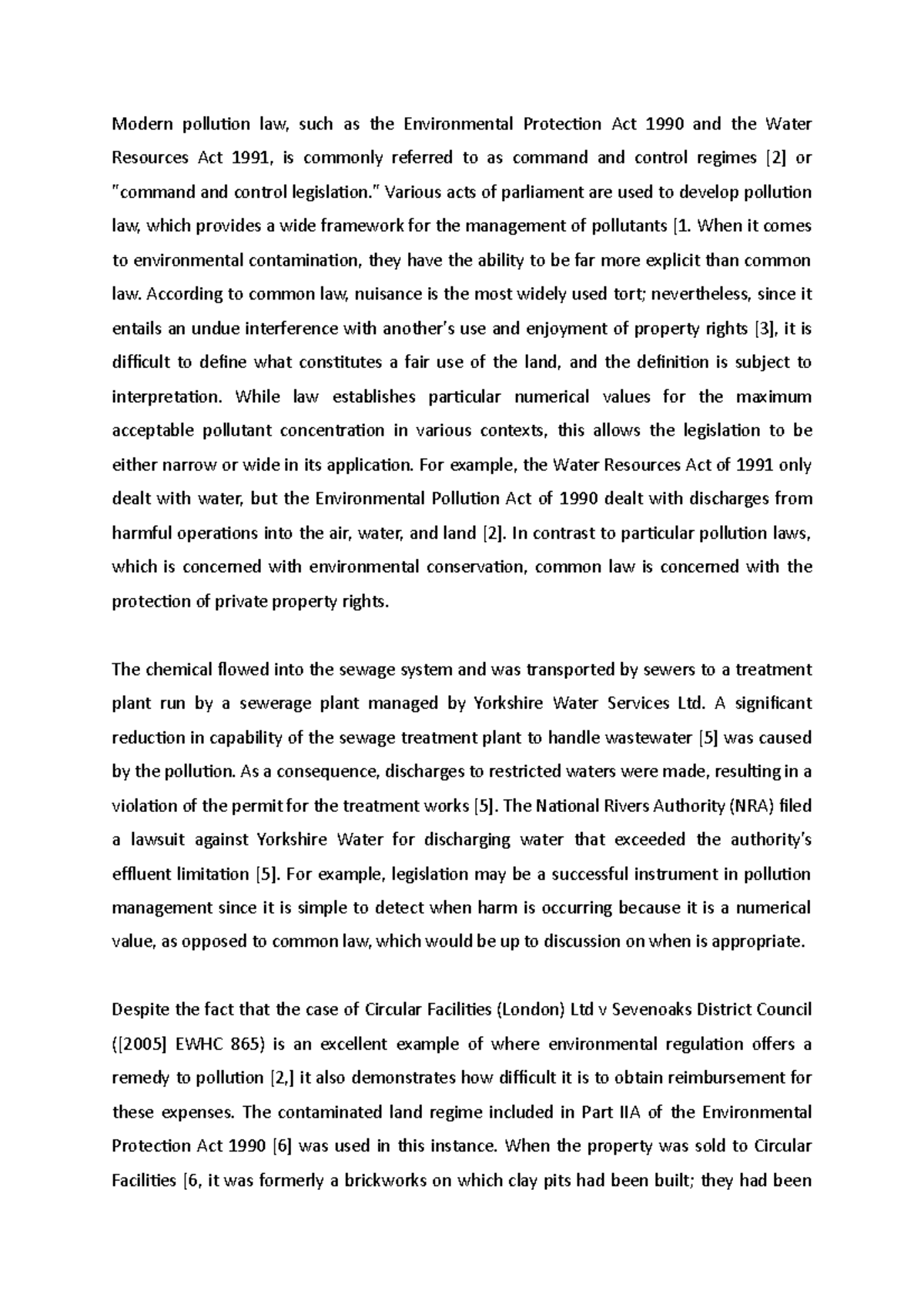 Common law and its understanding part 3 - Modern pollution law, such as ...