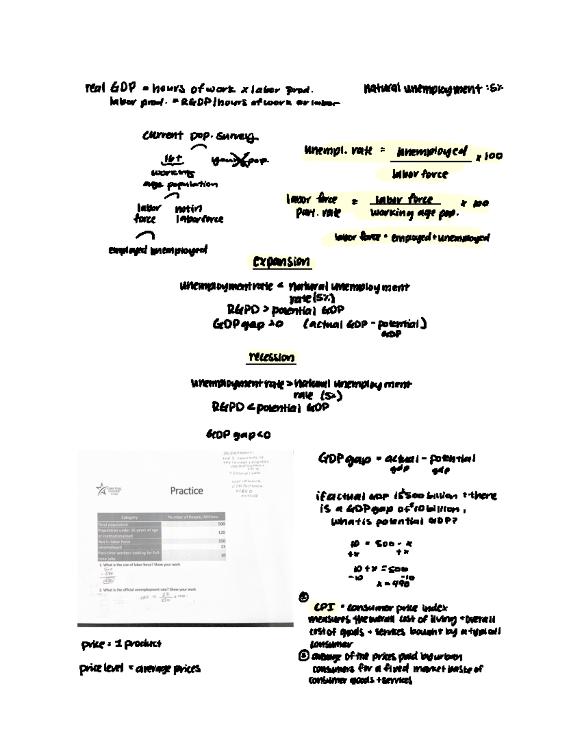 Note Mar 23, 2023 - notes about gdp, includes in class practice ...
