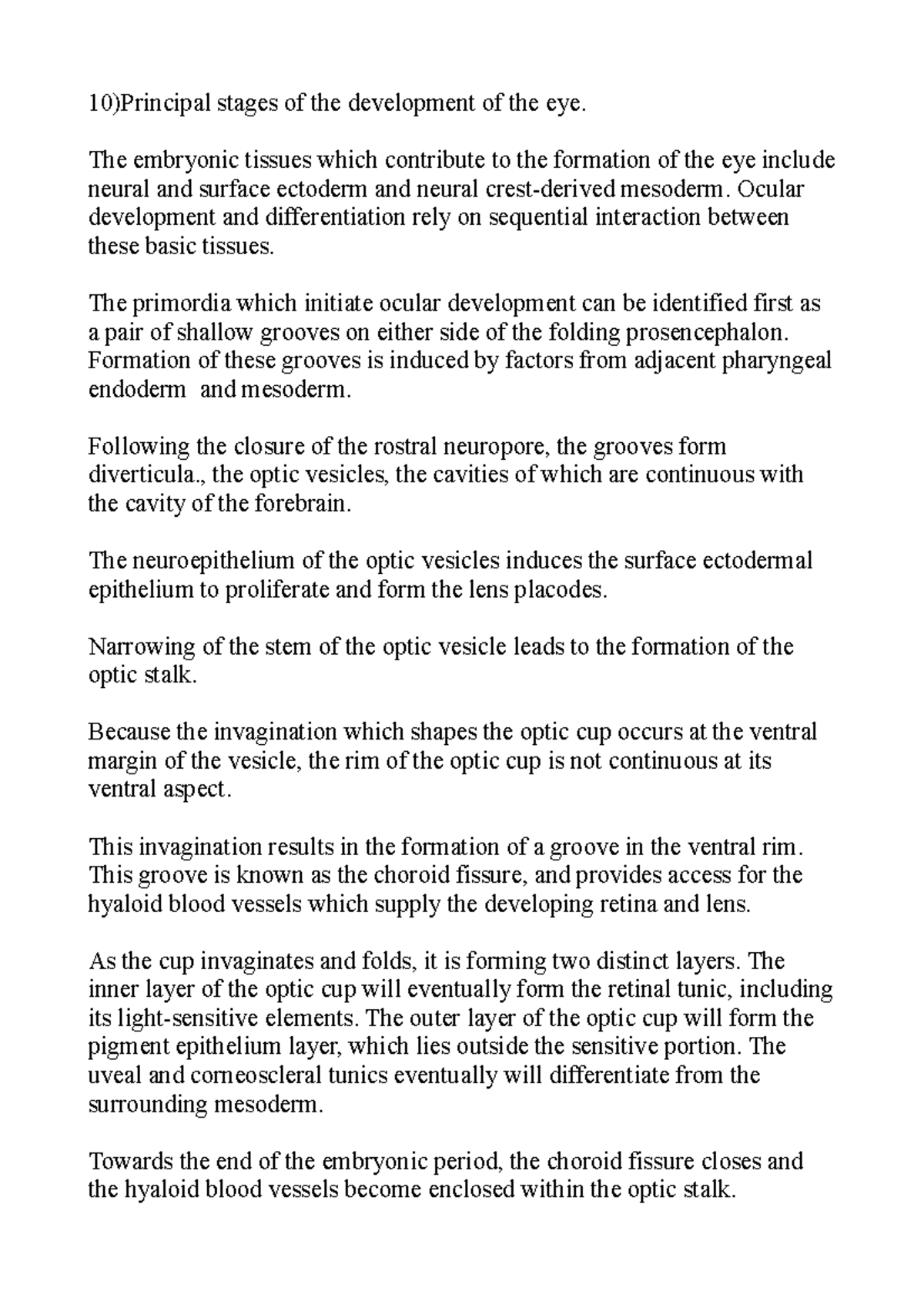 Development of the Eye copy - 10)Principal stages of the development of ...