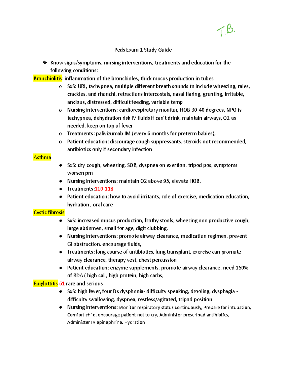 Peds Exam 1 Study Guide - Summary Maternal/Newborn-Child Health - Peds ...