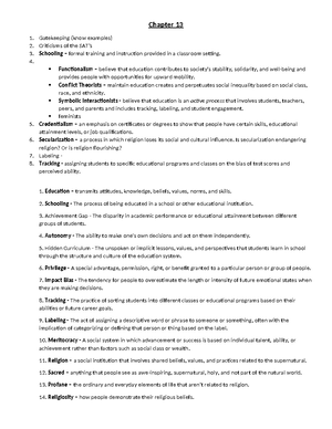 Sociology ch 3-4 - study material ch 3-4 - Sociology CH 3 - The ...