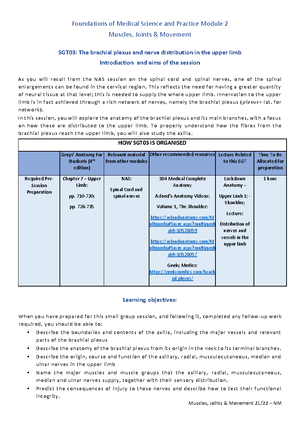 Shoulder girdle SGT02 worksheet - Foundations of Medical Science and ...