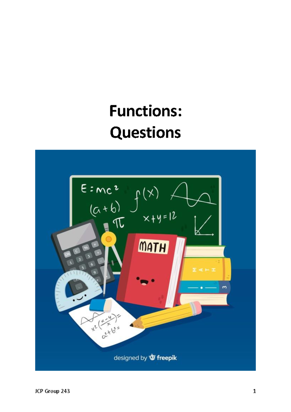 Functions - Exercises (Gr11) - JCP Group 243 1 Functions: Questions JCP ...