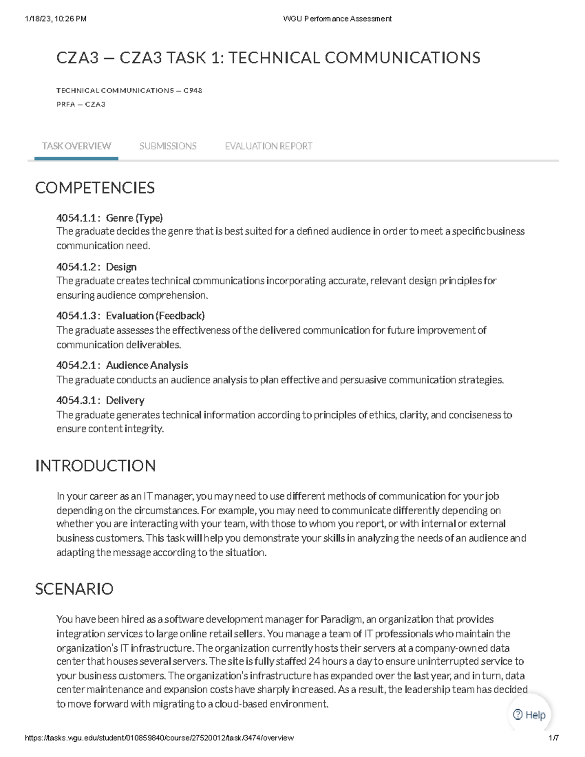 CZA3 Task 1 Technical Communications - CZA3 — CZA3 TASK 1: TECHNICAL COMMUNICATIONS TECHNICAL ...