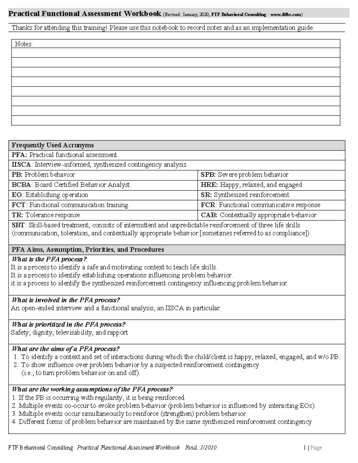 PFA Workbook sample - theory - Practical Functional Assessment Workbook ...