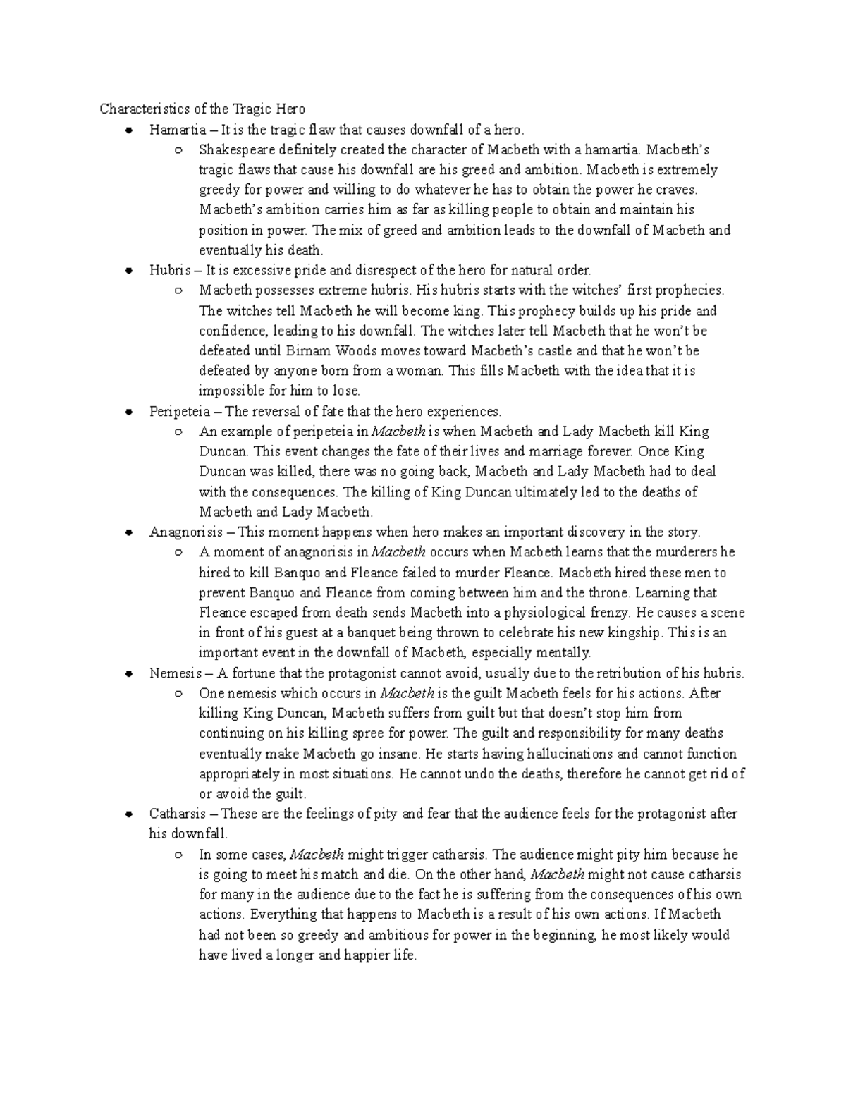 Macbeth: tragic hero analysis - Characteristics of the Tragic Hero ...