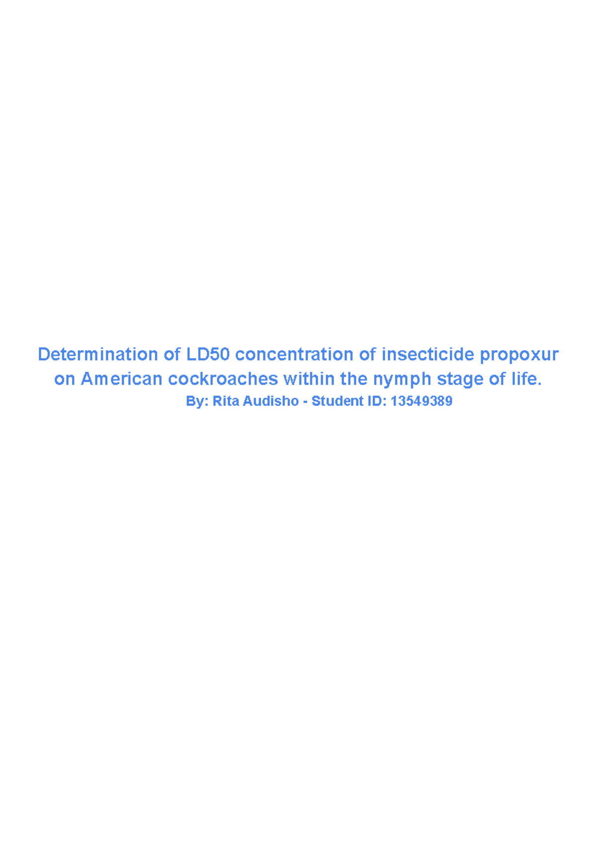 Pharmacology LAP Report - Determination of LD50 concentration of ...
