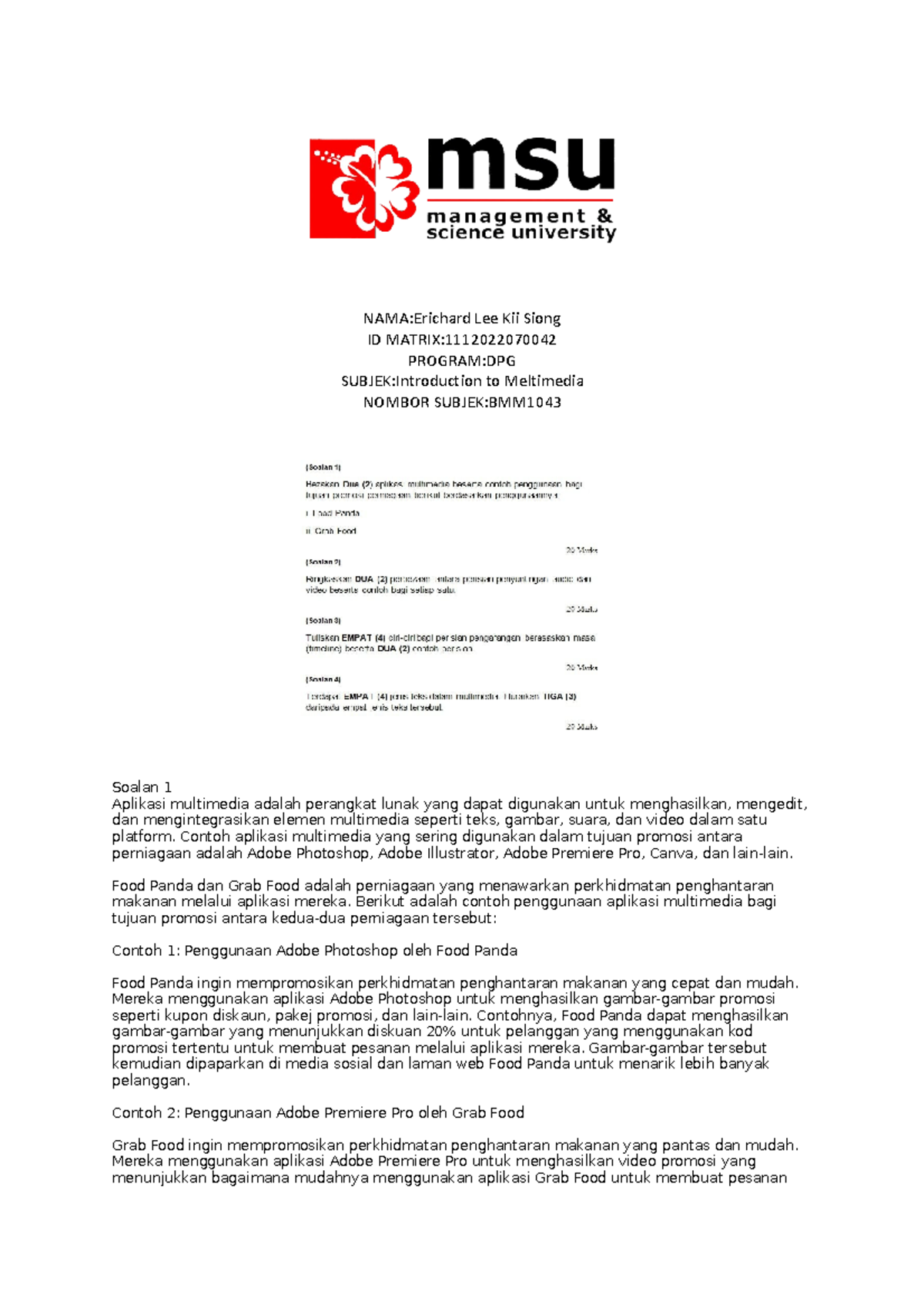 Document copy - Nope - NAMA:Erichard Lee Kii Siong ID MATRIX: PROGRAM ...