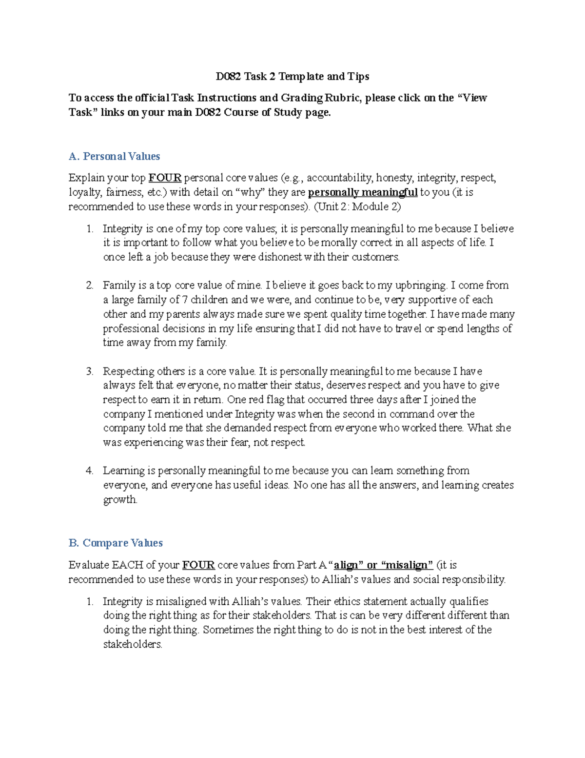 D082 Task 2 - Completed Task 2 - D082 Task 2 Template and Tips To ...