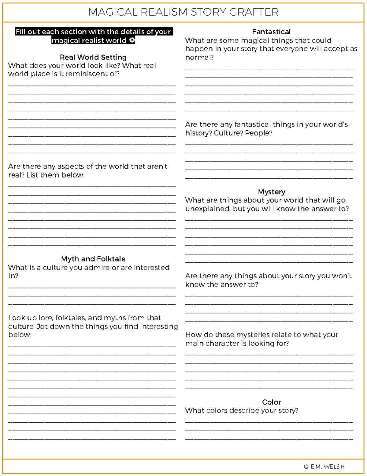 Magical+Realist+Crafter - MAGICAL REALISM STORY CRAFTER © E. WELSH Fill ...