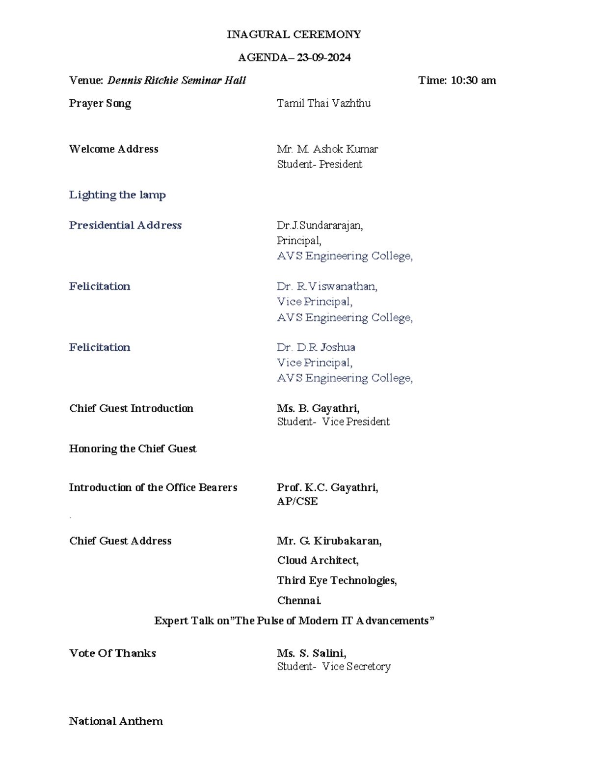 Inafural-Agenda( 24-25) updated - INAGURAL CEREMONY AGENDA– 23-09 ...