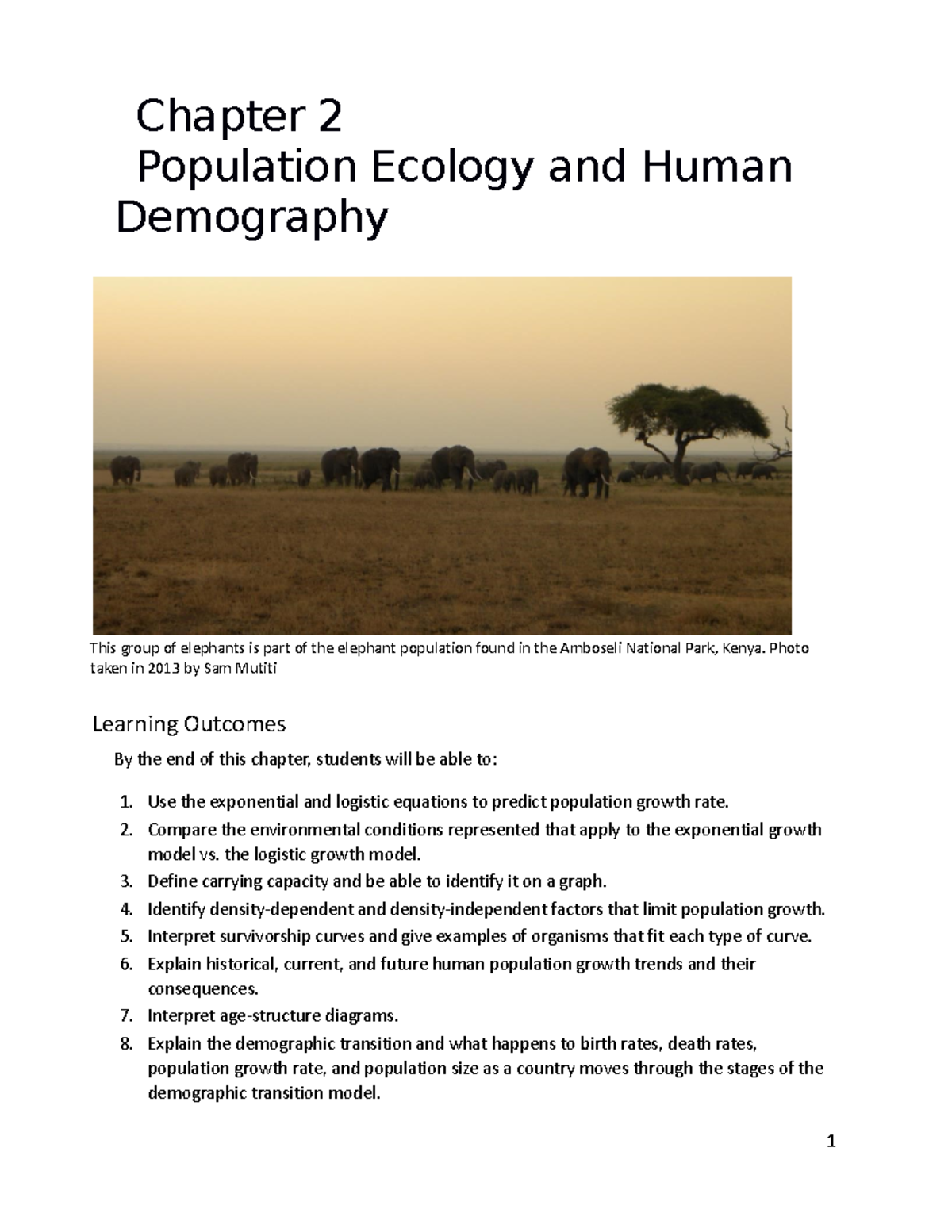 C2 populationecology - Science - Chapter 2 Population Ecology and Human ...