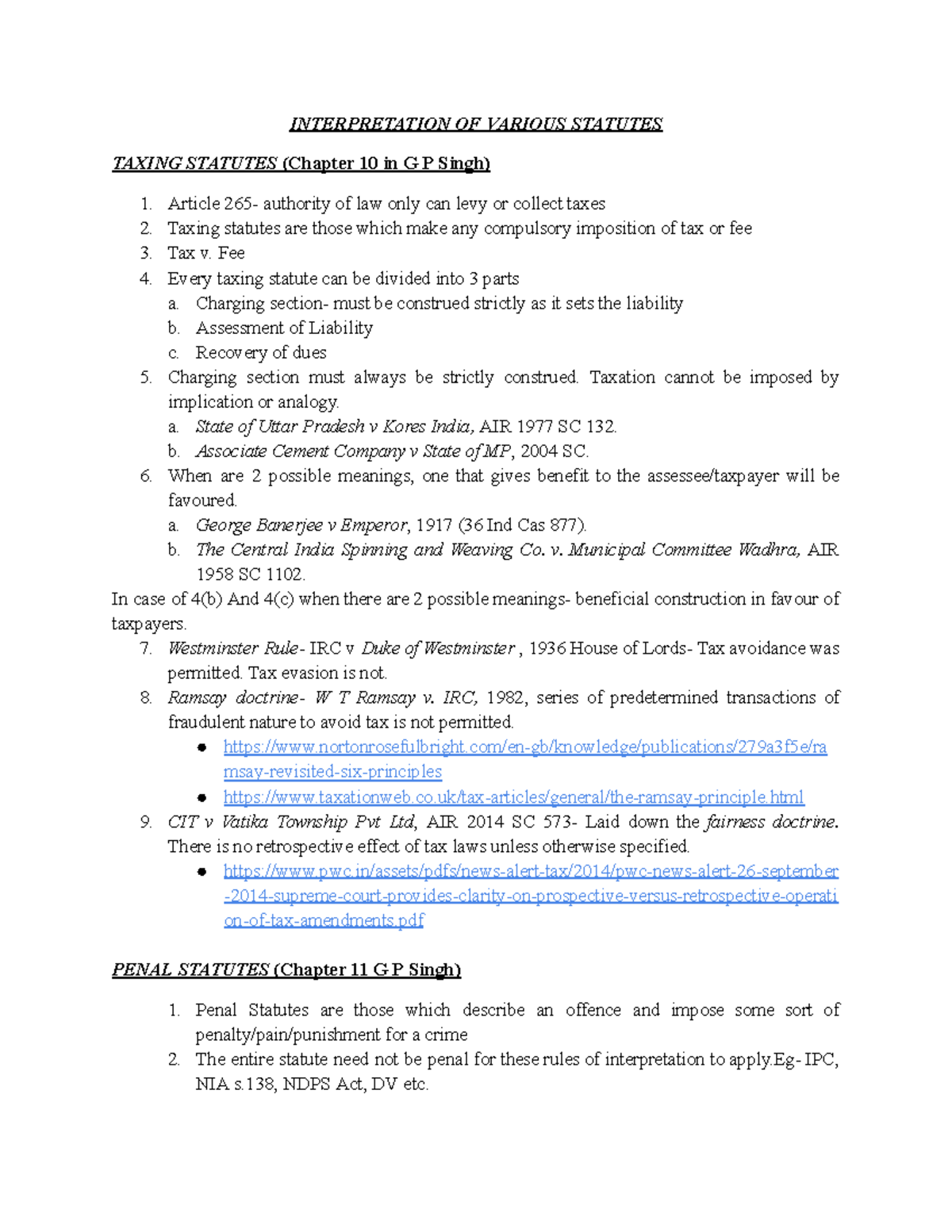 Interpreation of Certain Types of Statutes - INTERPRETATION OF VARIOUS ...