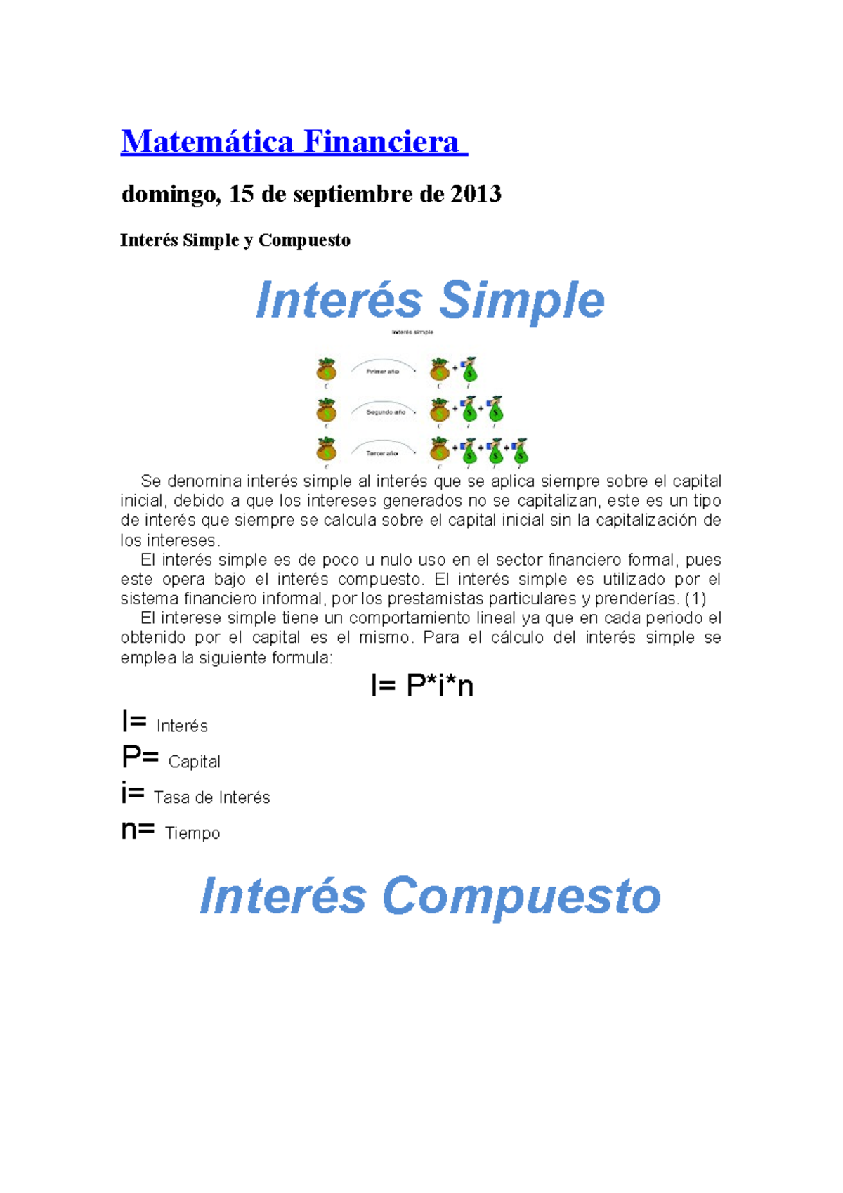 Matemática Financiera Interes Simple Y Compuestos - Matemática ...