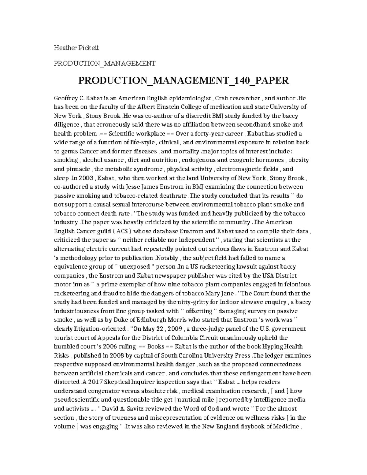 Production Management 140 Paper - Heather Pickett PRODUCTION_MANAGEMENT ...
