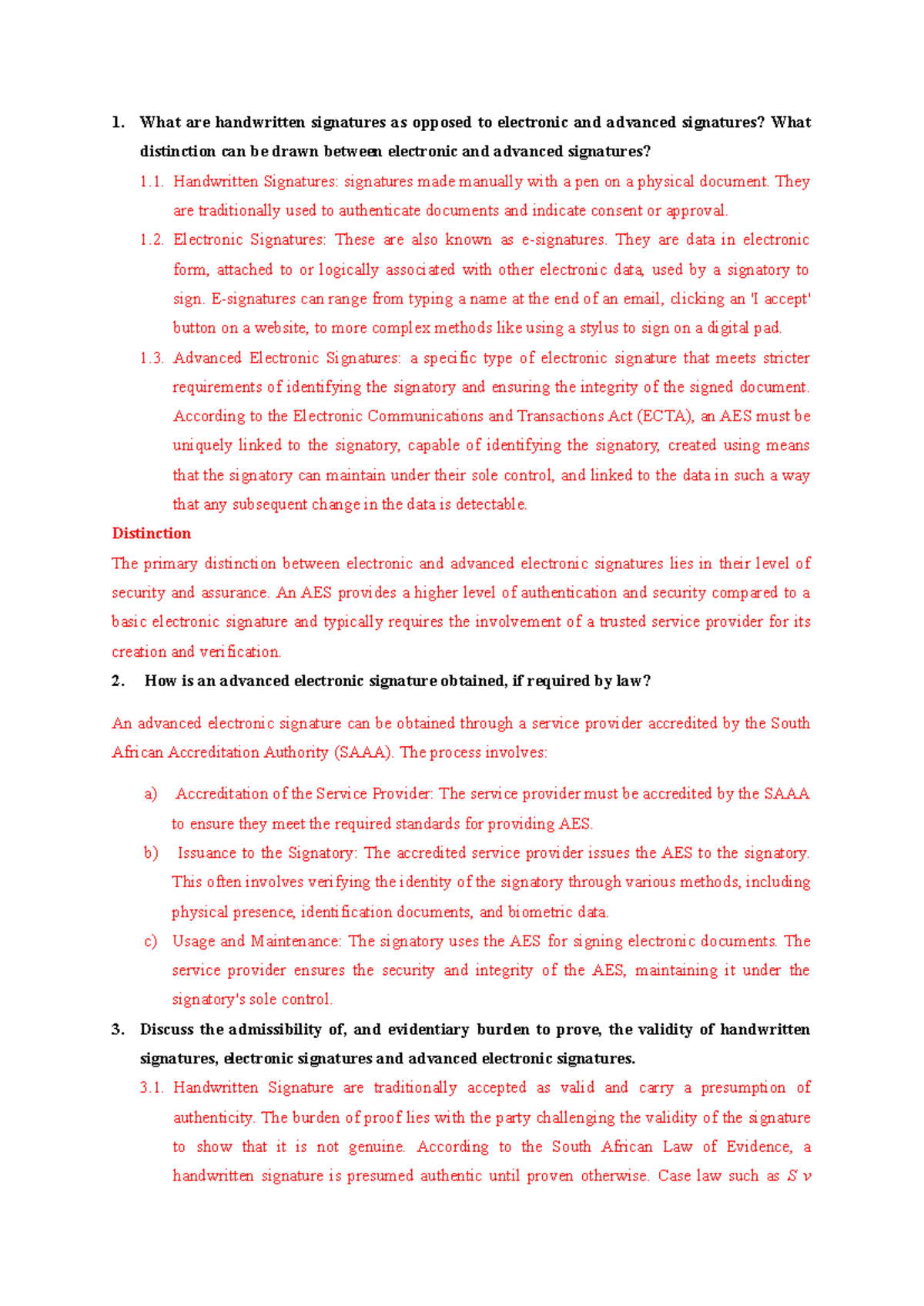 Electronic signatures in South Africa - What are handwritten signatures ...