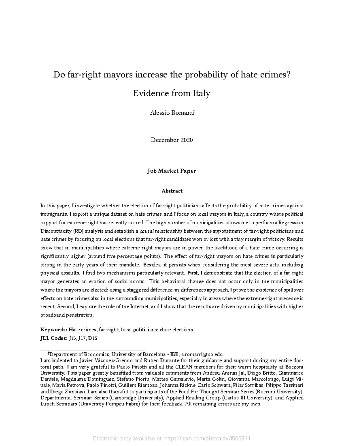 Romarri 2020 - Evaluación de impacto - Do far-right mayors increase the ...