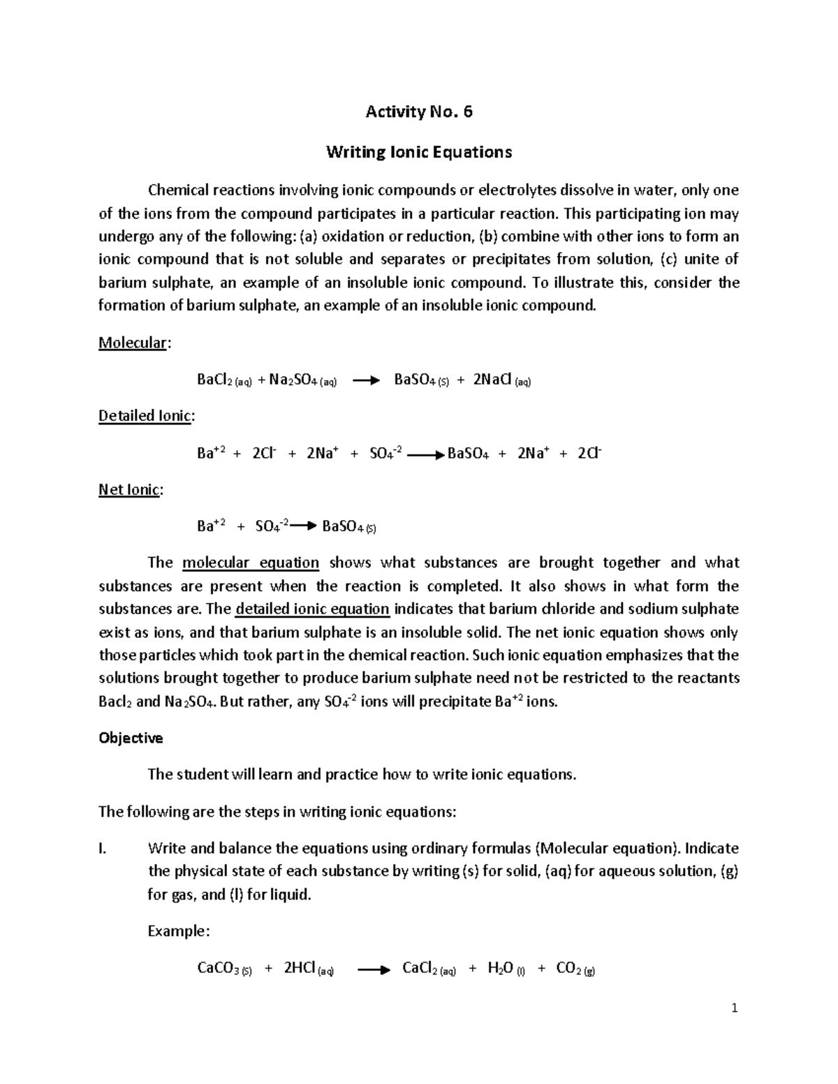 Activity-6-writing-ionic-equations - Activity No. 6 Writing Ionic ...