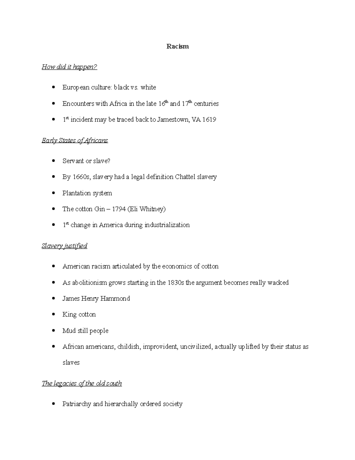 Racism - lecture notes for dr warren wood - Racism How did it happen ...