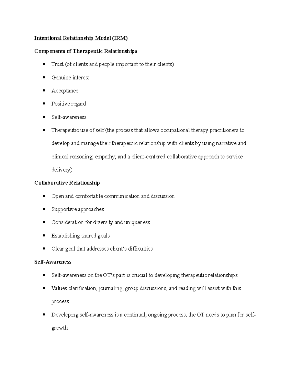 Intentional Relationship Model - Ultimate goal: to help therapists ...