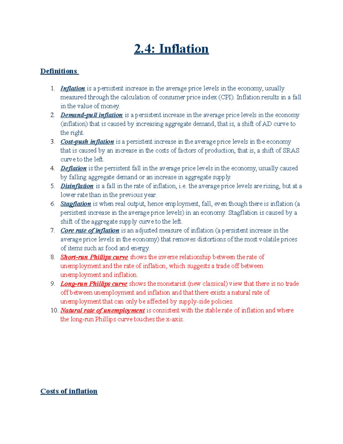 2.4 Inflation - Lecture notes 1-3 - 2: Inflation Definitions Inflation ...
