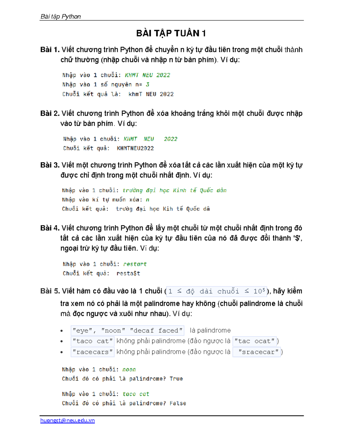 1. BT Python tuần 1 - bai tap py thon cho nguoi moi - Bài t¿p Python ...