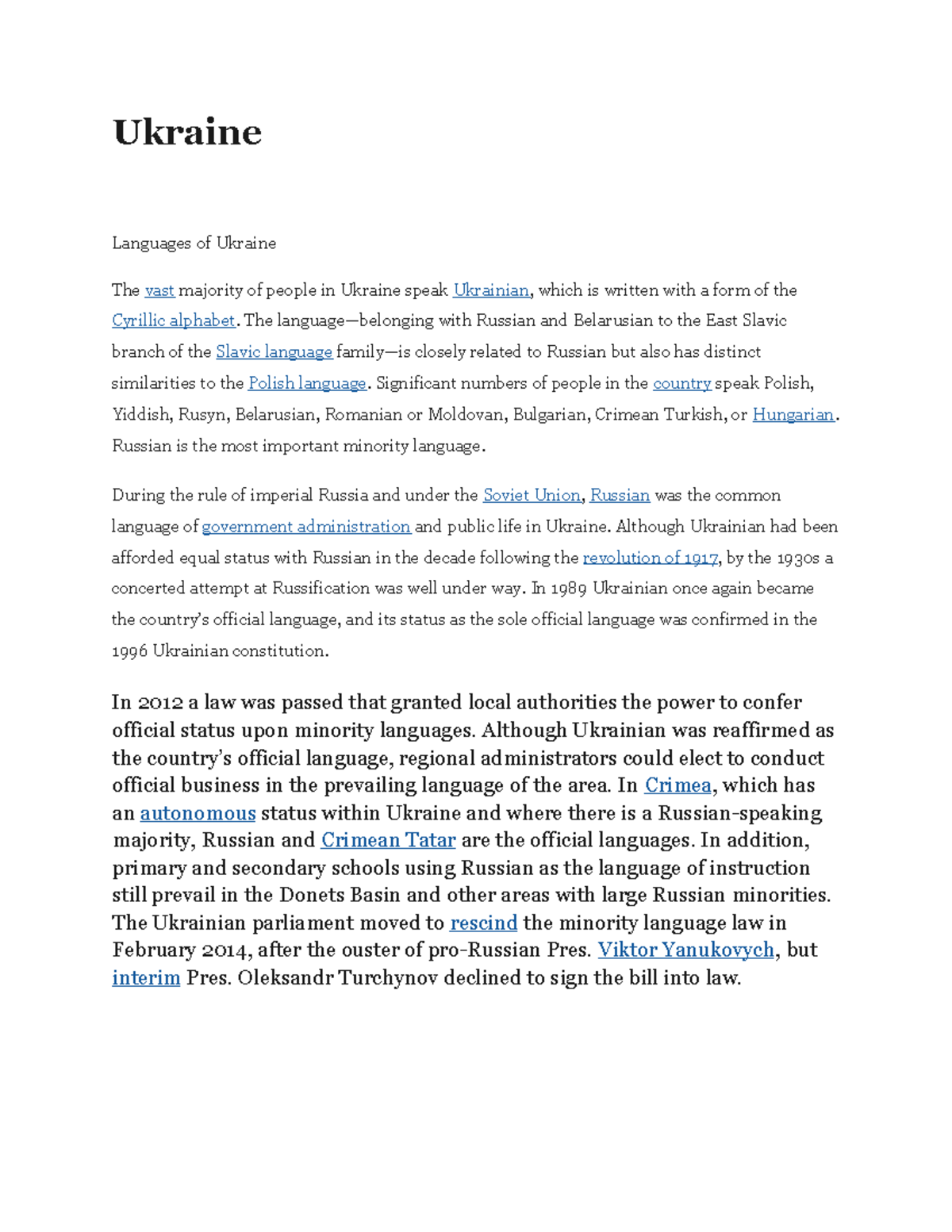 Languages of Ukraine - History and lecture - Ukraine Languages of ...