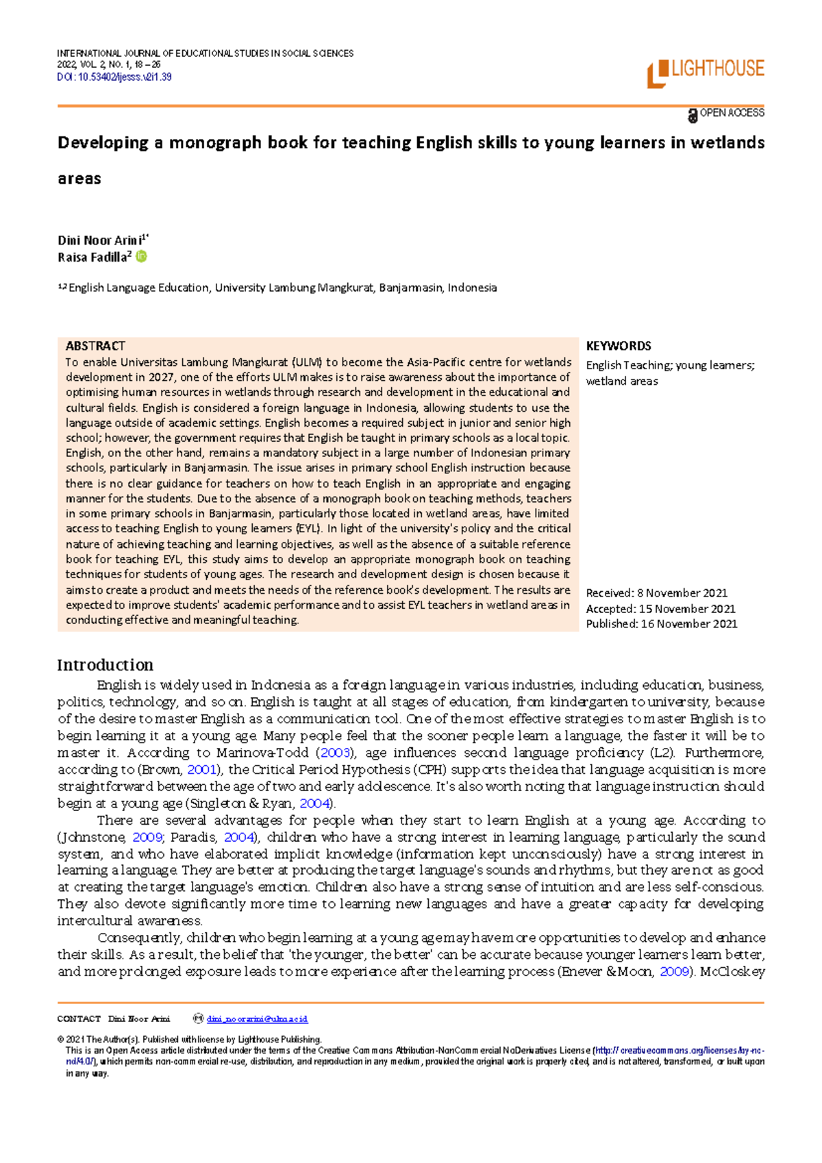 Developing a monograph book for teaching English s - 2022 , VOL. 2 , NO ...