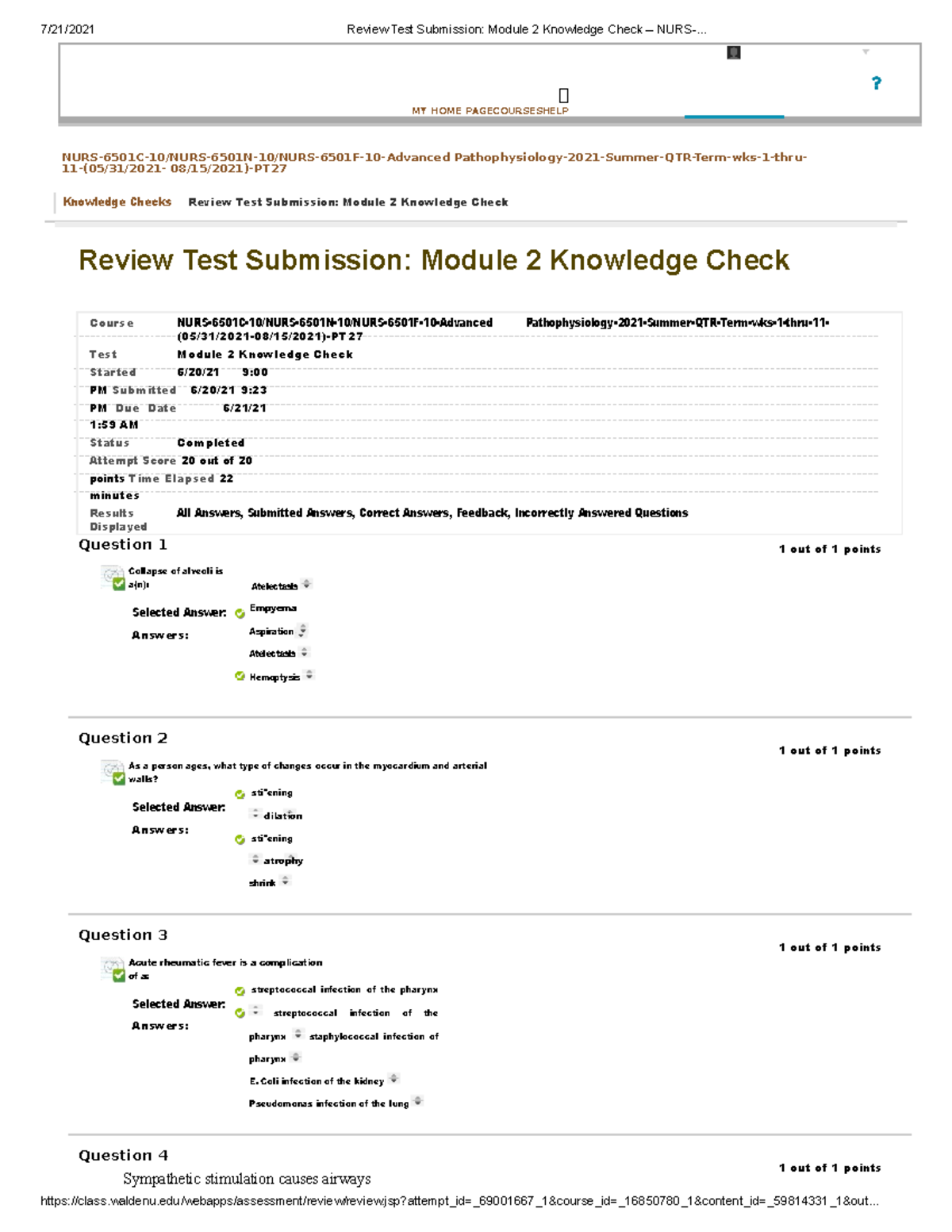 NURS-6501C-10, NURS-6501N-10, NURS-6501F-10 Module 2 Knowledge Check ...